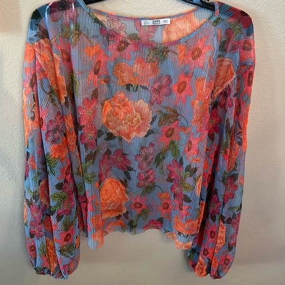 Zara | Tops | Zara Sheer Flower Top | Poshmark